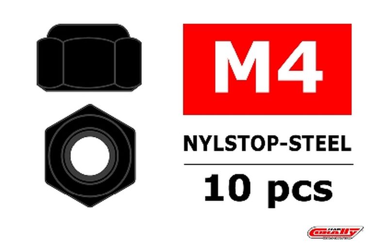 Steel Nylstop Nut M4 - Black Coated - 10pcs| Hobby Recreation Products