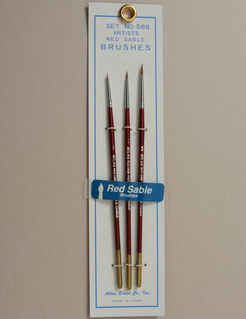 Red Sable Brush Set in 3 Sizes 0, 5/0, 10/0| Hobby Recreation Products