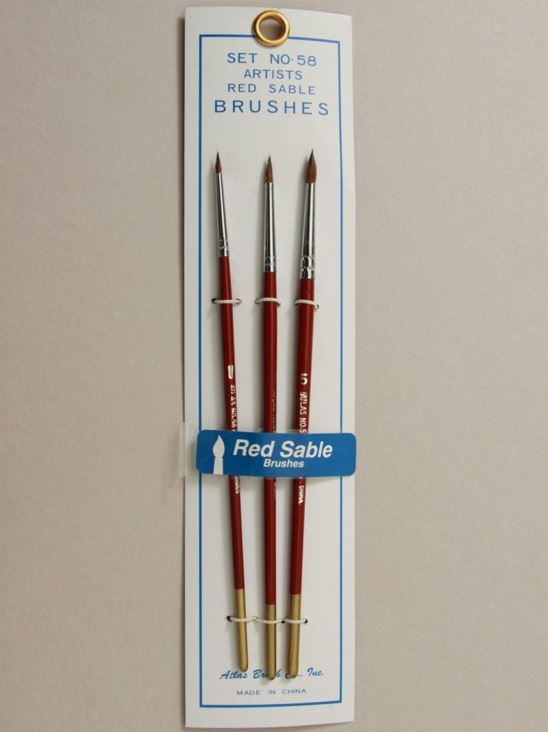 Red Sable Brush Set in 3 Sizes 5, 3, 1| Hobby Recreation Products