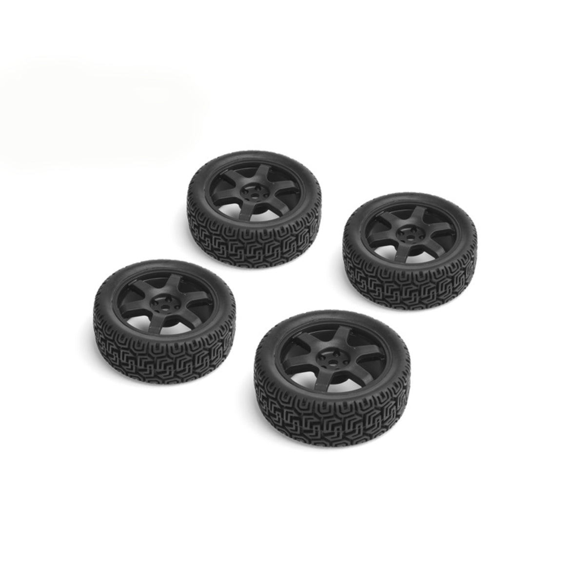 1/10 Rally Tires 6 Spoke Wheel Black (4pc)| Hobby Recreation Products