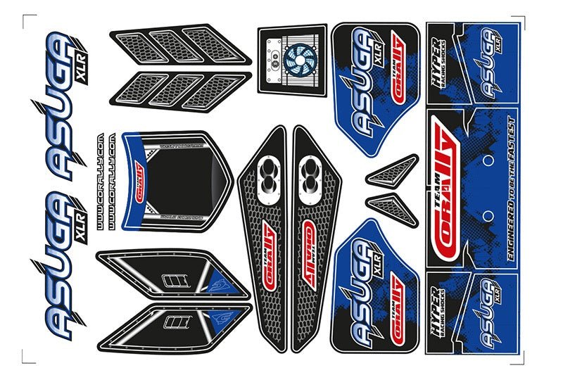 Body Decal Sheet, Asuga XLR, Blue| Hobby Recreation Products