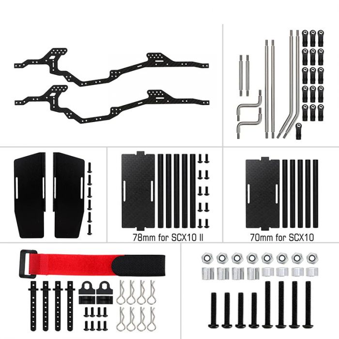 LCG Carbon Fiber Chassis Kit Frame, for Axial SCX10| Hobby Recreation Products