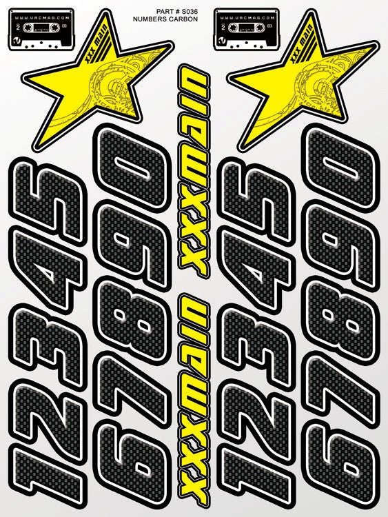 Numbers Carbon Sticker Sheet| Hobby Recreation Products